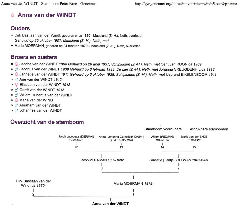 1917-11-03 Anna (An) van der Windt en Johan van Os | stamboomvanderwindt.nl