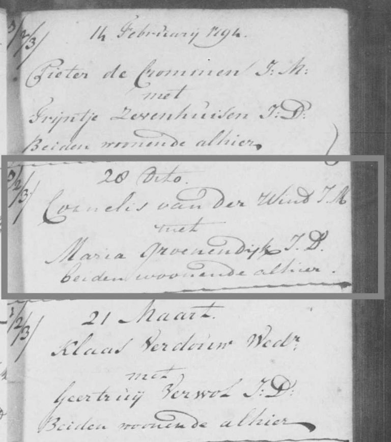 1769-07-16 Cornelis (Kees) van der Windt en Maria Groenendijk ...